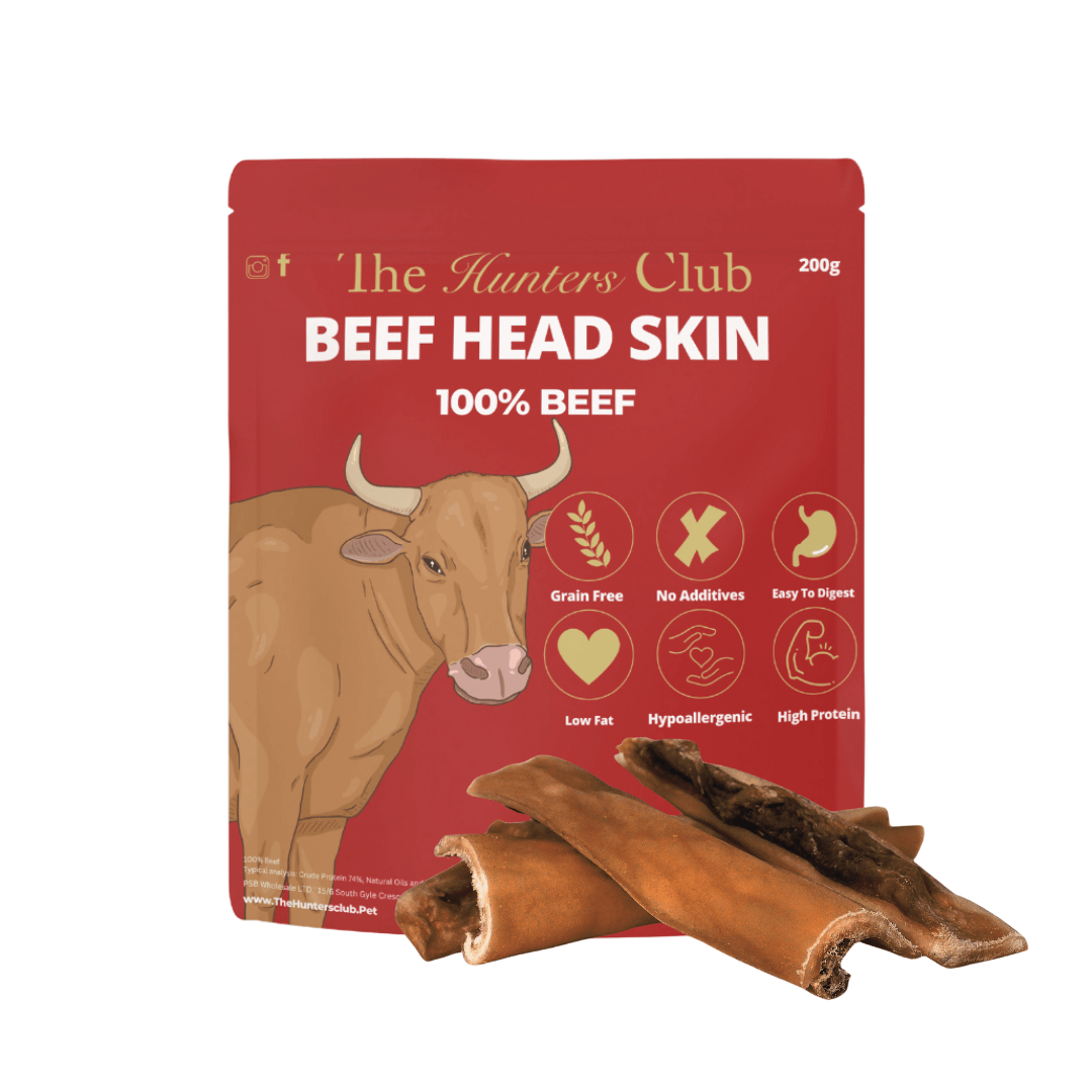 The Hunters Club Beef Head Skin 200g – Dofos Pet Centre