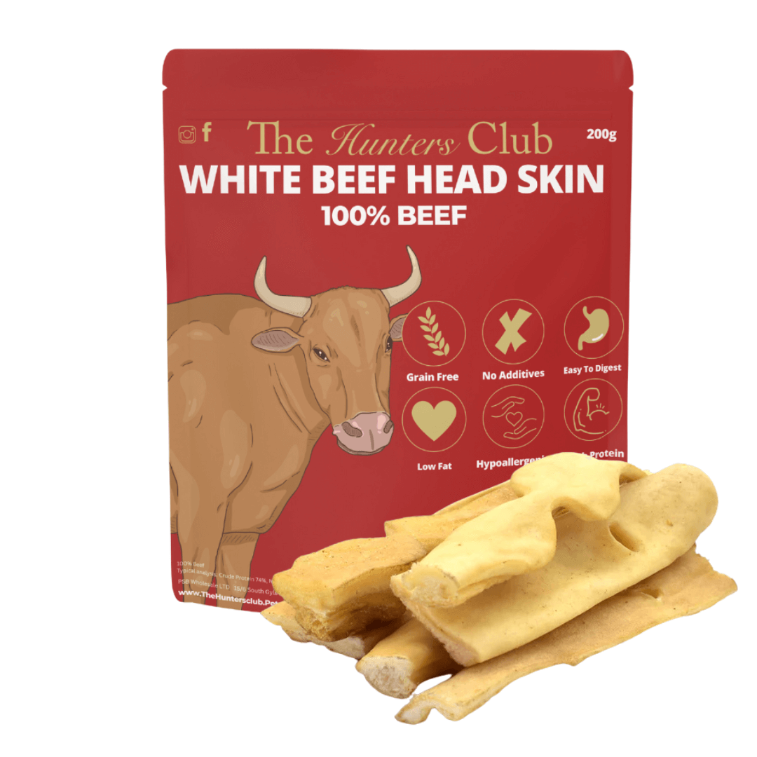 The Hunters Club White Beef Head Skin 200g – Dofos Pet Centre